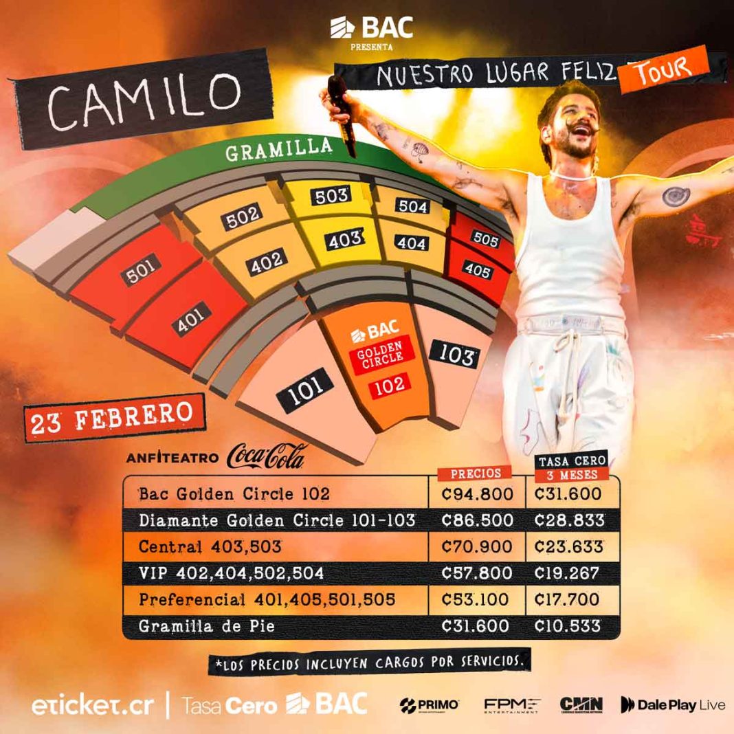 Camilo en Costa Rica: Localidades y precios para el concierto en Parque ...